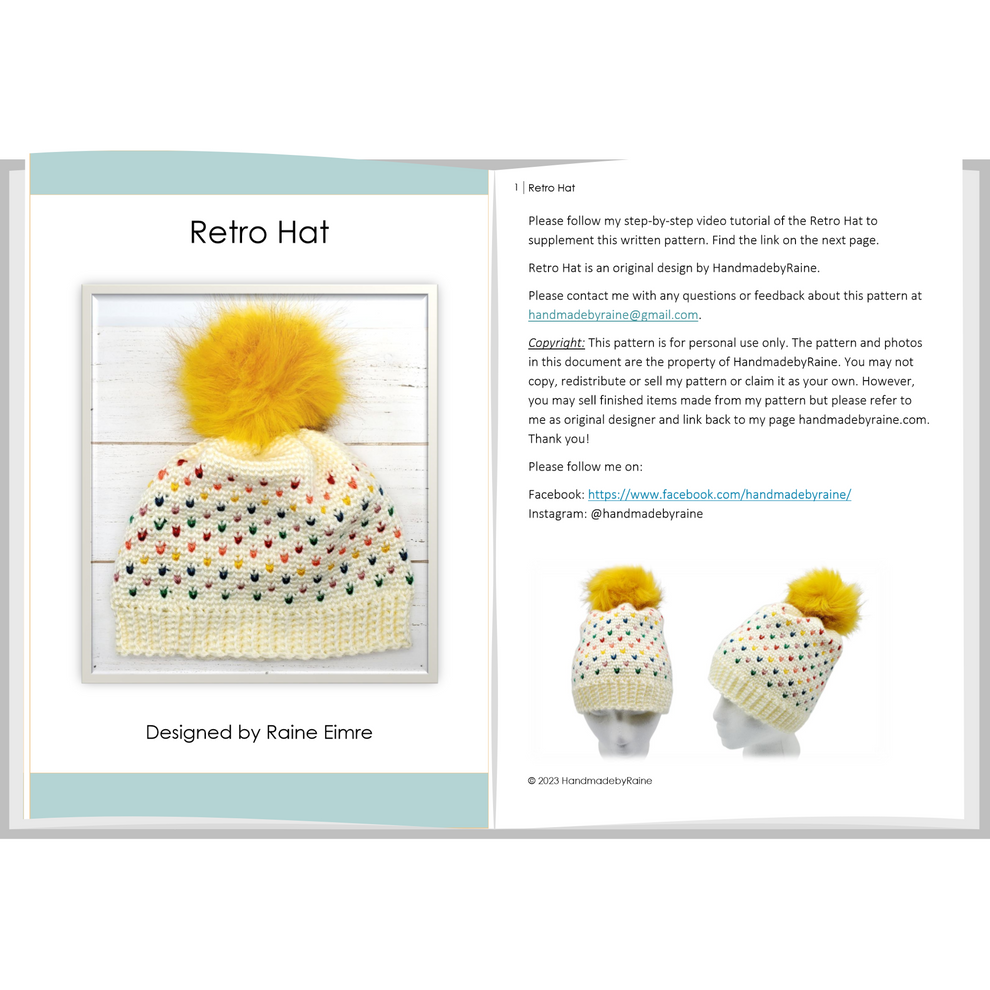 Retro Hat PDF Crochet Pattern – HandmadebyRaine